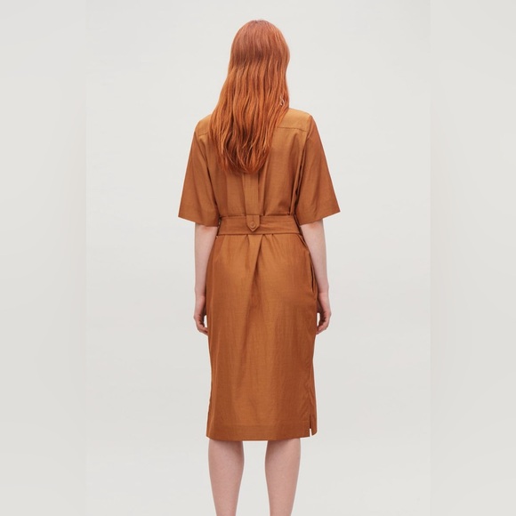 COS | Dresses | Cos Belted Shirt Midi Dress Size Terracotta | Poshmark